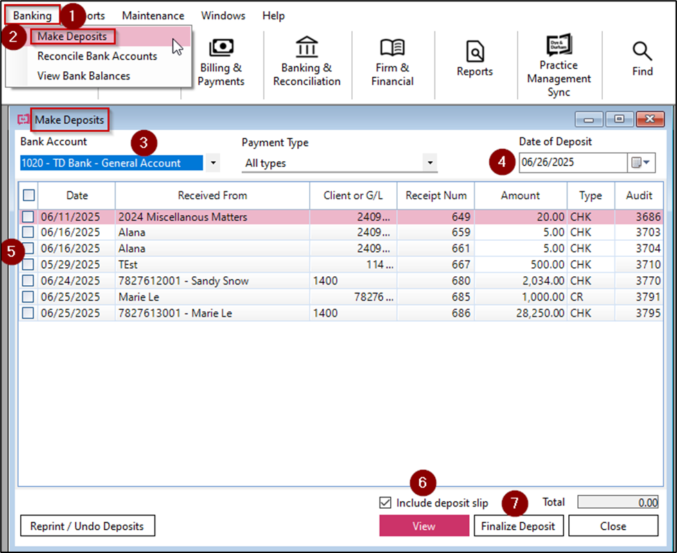 How to Process a Deposit