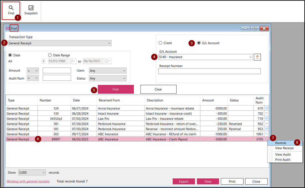 How to Reverse a General Cheque posted to a General Ledger Account